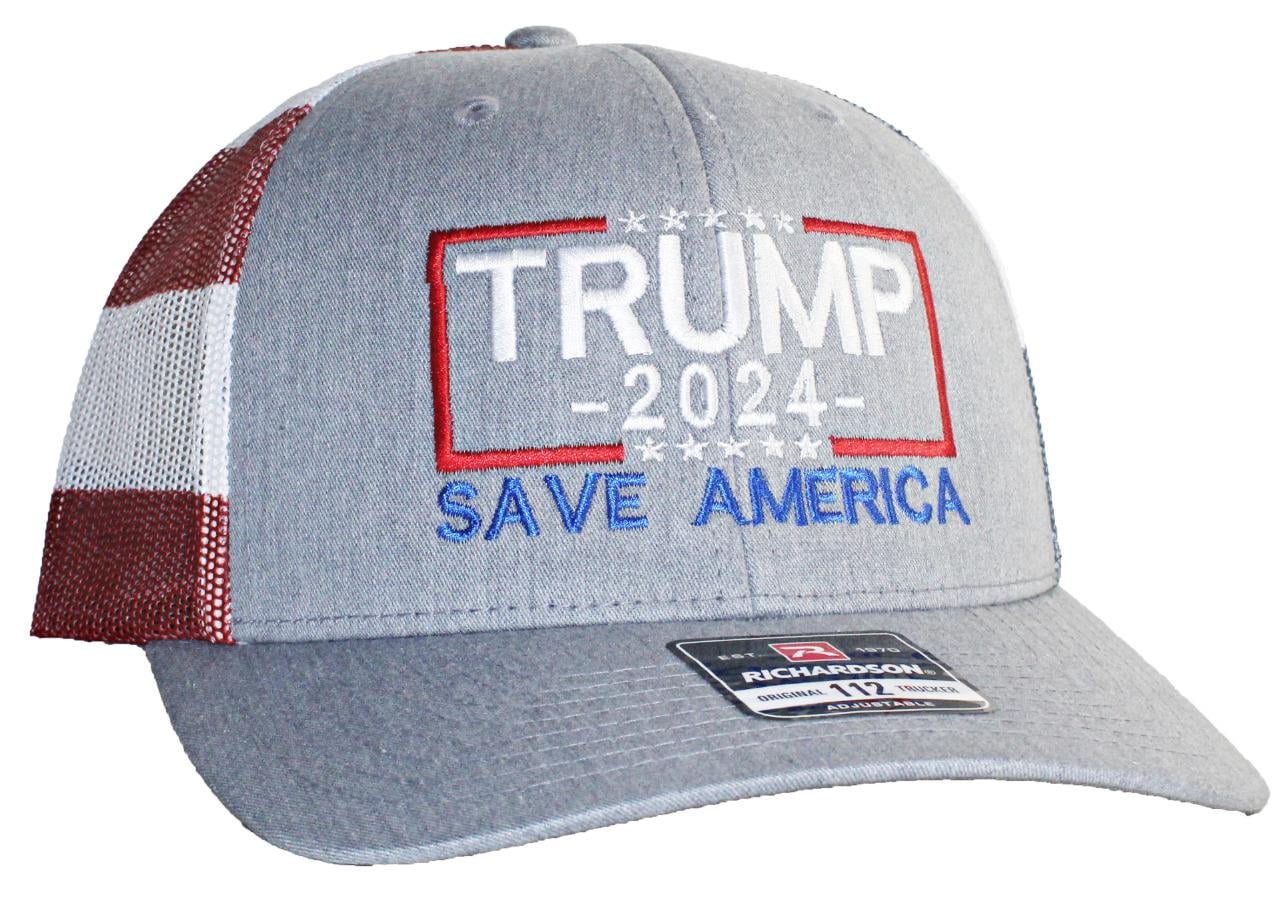 Tropic Hats Adult Embroidered Trump 2024 Save America 6 Panel Trucker ...