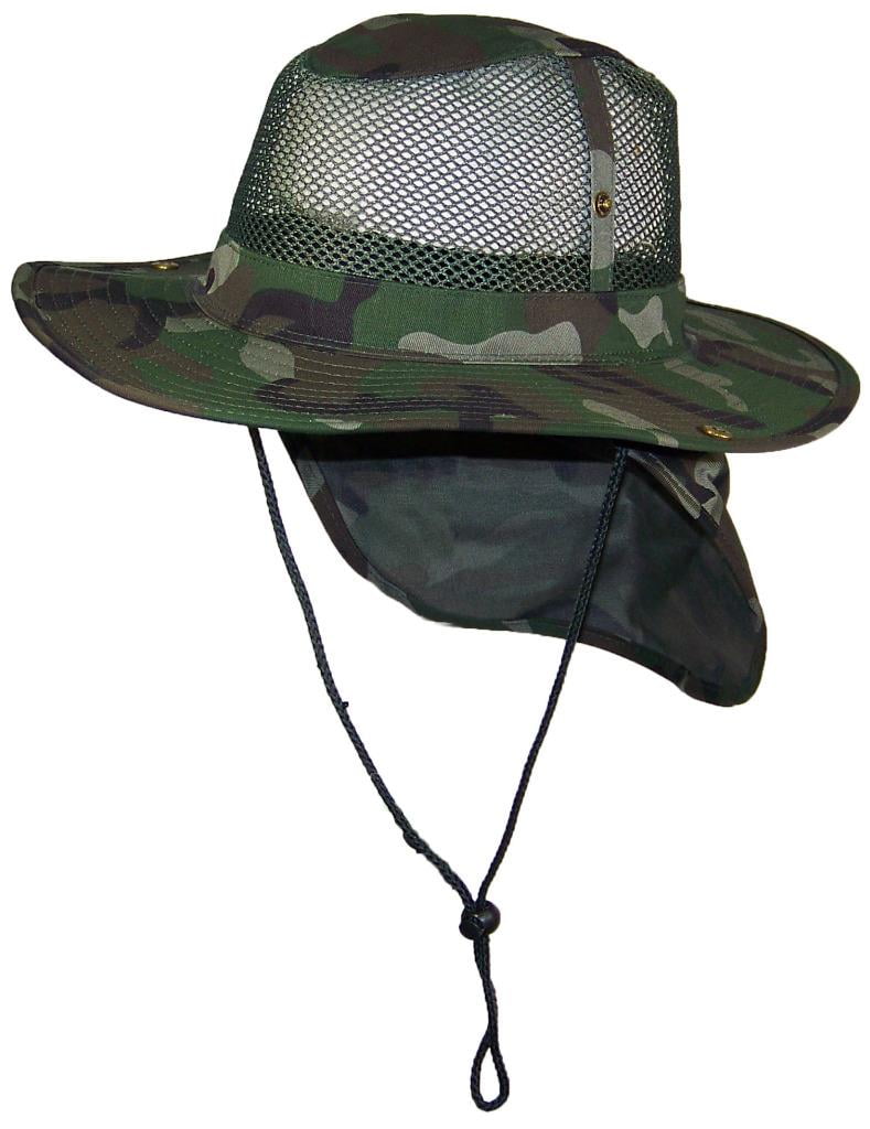 Tropic Hats Summer Wide Brim Mesh Safari/Outback W/Neck Flap & Snap Up ...
