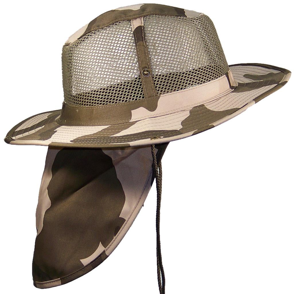 Tropic Hats Summer Wide Brim Mesh Safari/Outback W/Neck Flap & Snap Up ...