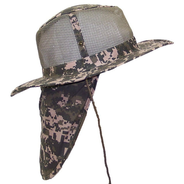 Tropic Hats Summer Wide Brim Mesh Safari/Outback W/Neck Flap & Snap Up ...