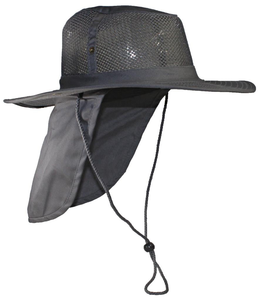 Tropic Hats Summer Wide Brim Mesh Safari/Outback W/Neck Flap & Snap Up ...