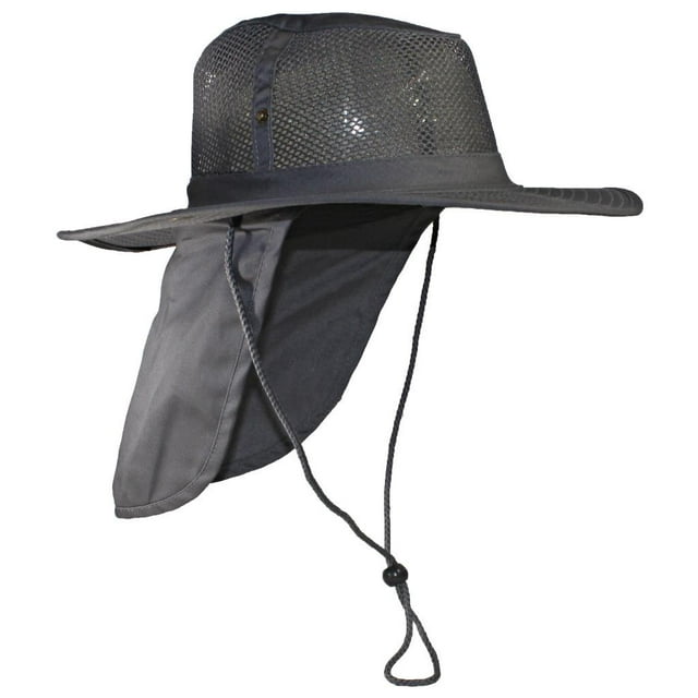 Tropic Hats Summer Wide Brim Mesh Safari/Outback W/Neck Flap & Snap Up ...