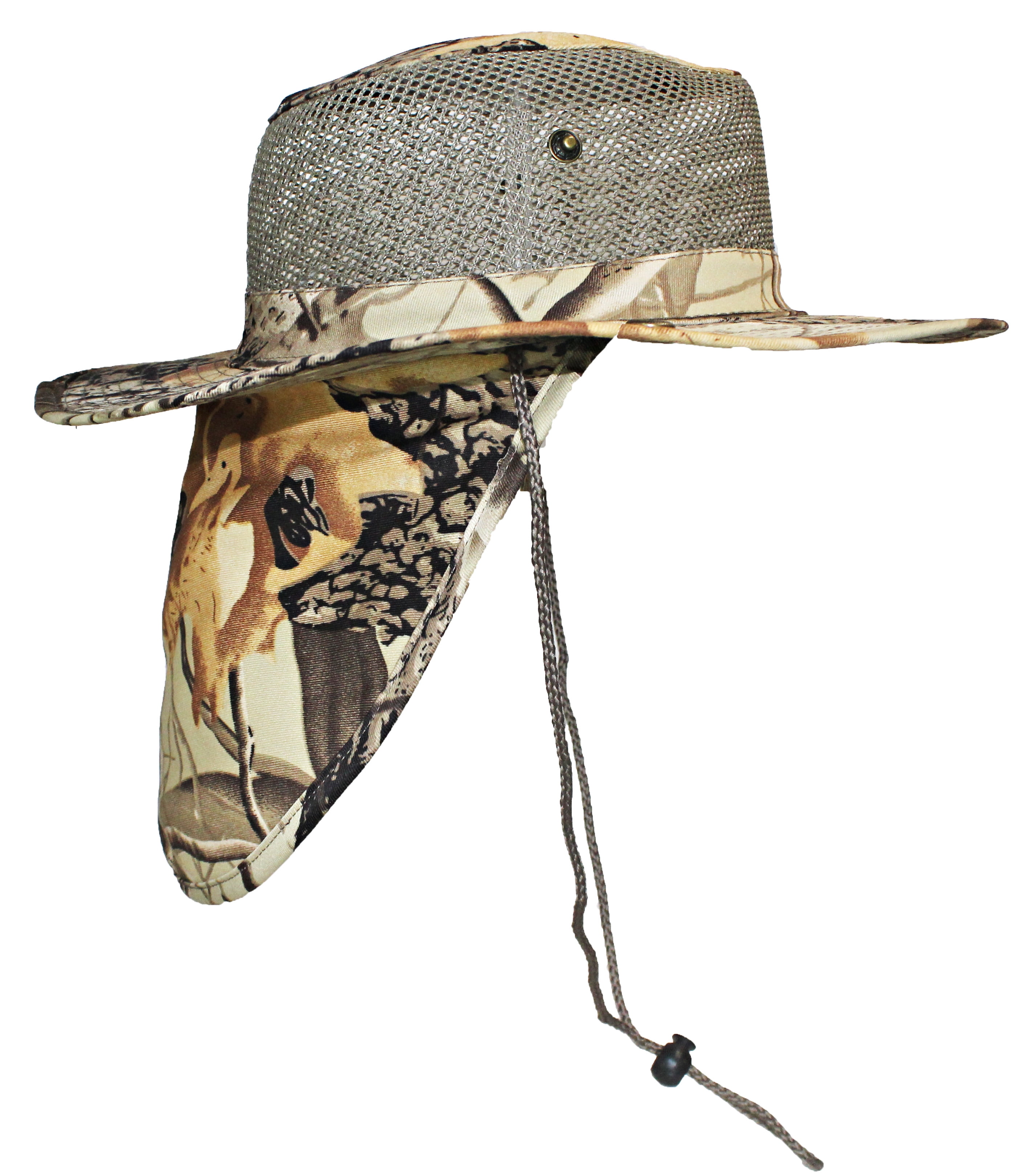 Tropic Hats Summer Wide Brim Mesh Safari/Outback W/Neck Flap & Snap Up ...