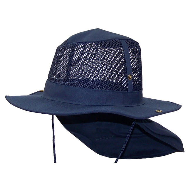 Tropic Hats Summer Wide Brim Mesh Safari/Outback W/Neck Flap & Snap Up ...