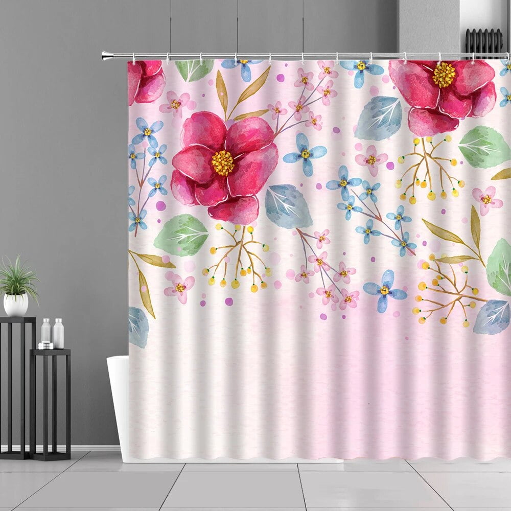 Tropic Plant Leaf Floral Shower Curtains Green Leaves Flower Spring ...