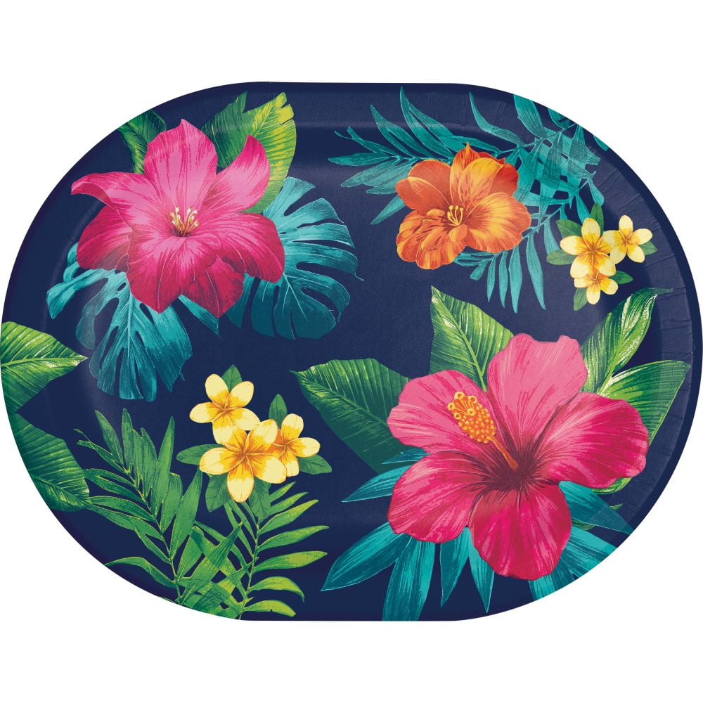 Tropic Time 12-inch Oval Paper Plates 8 Per Pack - Walmart.com