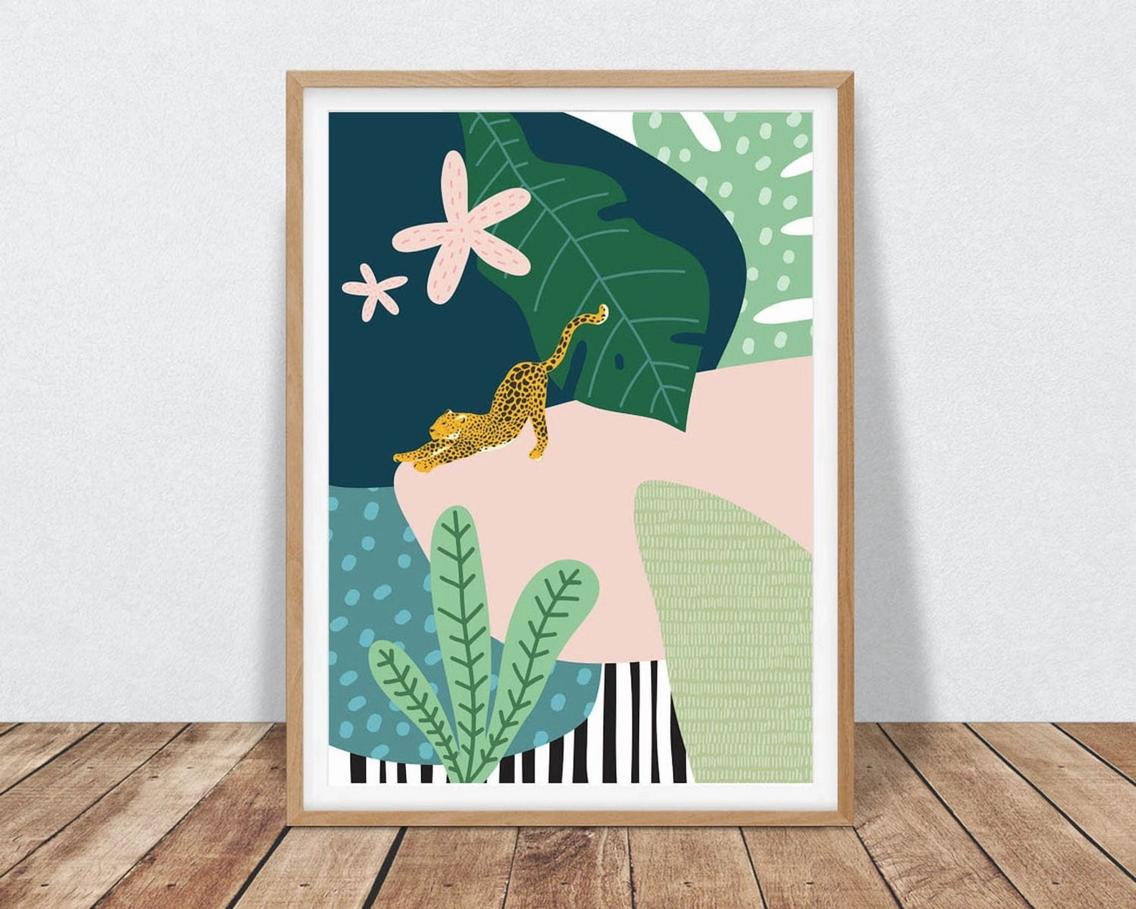 Tropical Abstract Art Featuring Leopard Print, Abstract Jungle Wall Art ...