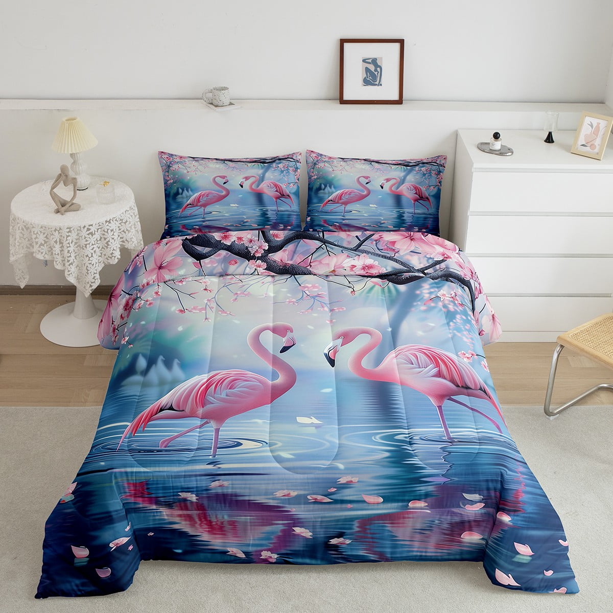 Tropical Animal Bedding Comforter Sets Twin Pink Floral Flamingo ...