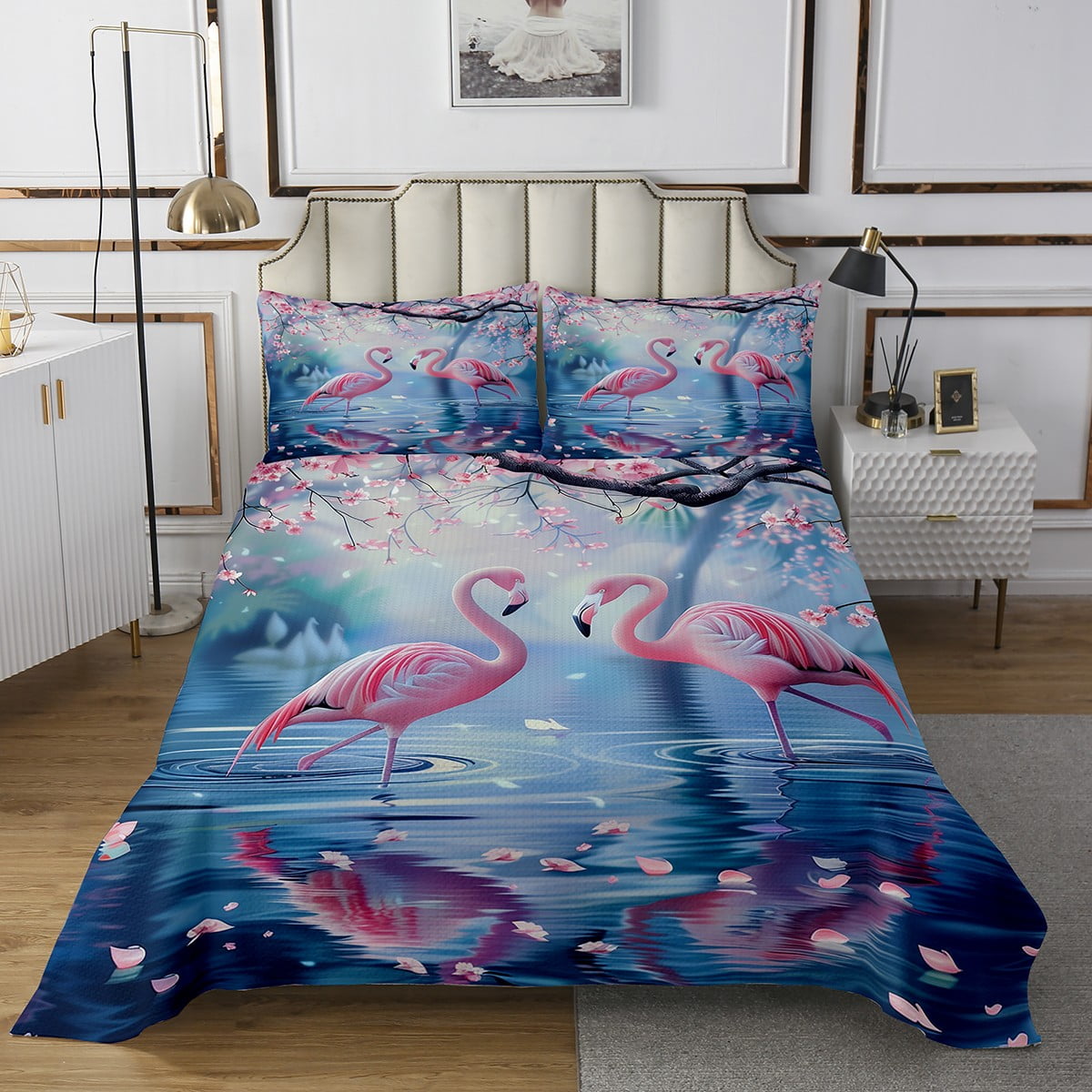 Tropical Animal Coverlet Set Twin Pink Floral Flamingo Quilt Set ...