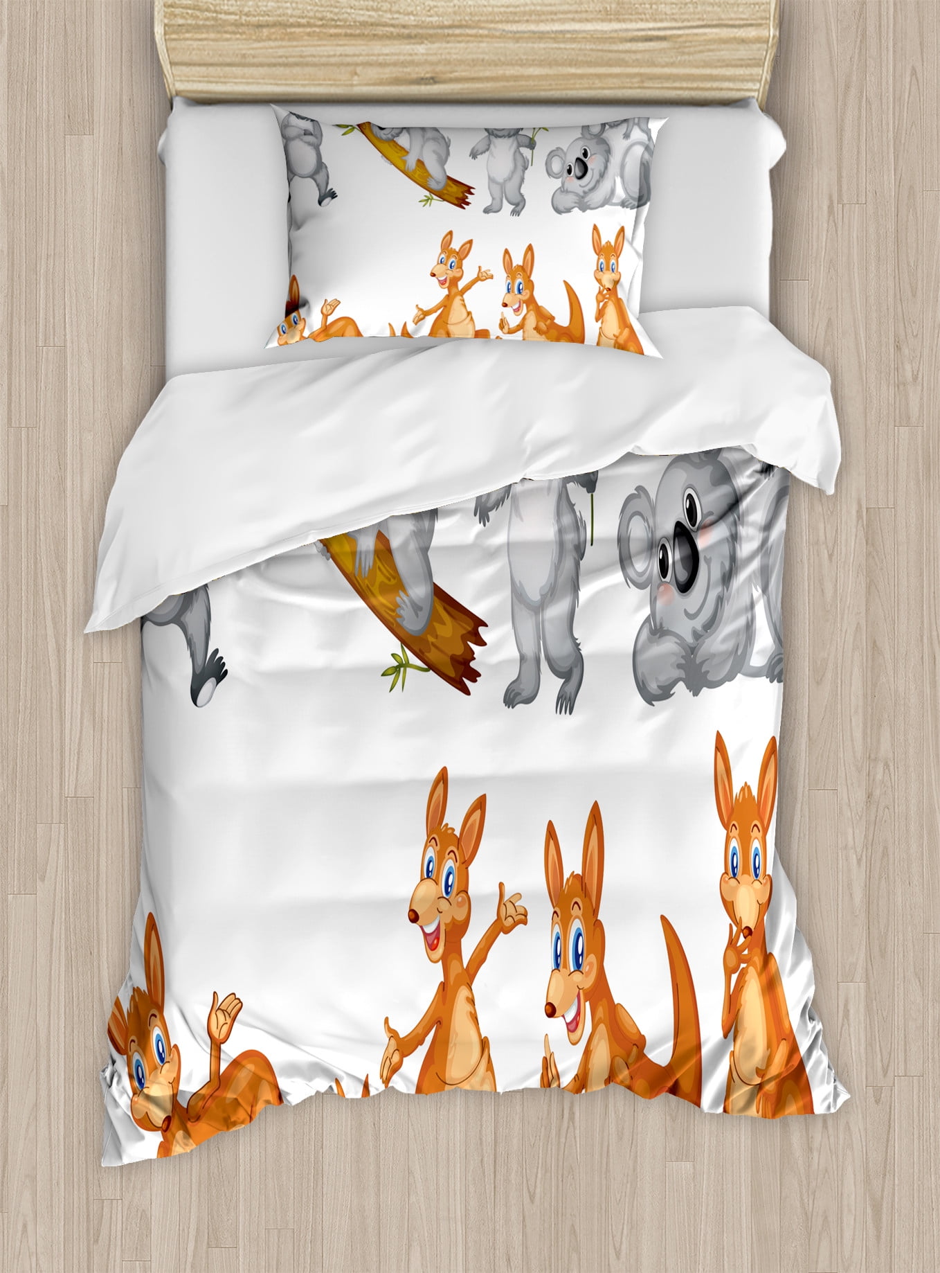 Tropical Animals Duvet Cover Set, Australian Kangaroos and Koala Bears ...