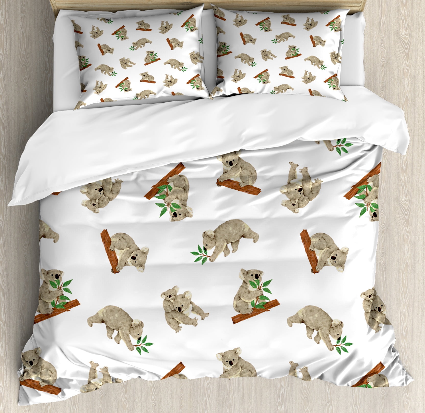 Tropical Animals Duvet Cover Set, Koala Pattern Design Mammals of ...