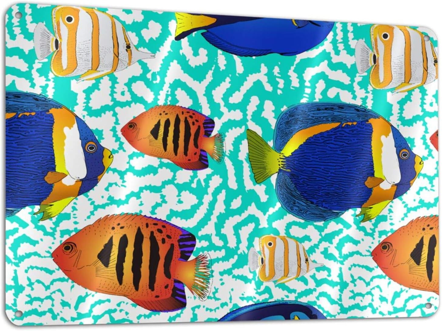 Tropical Aquarium Reef Fish Pattern Tin Signs Wall Decor for Bars ...