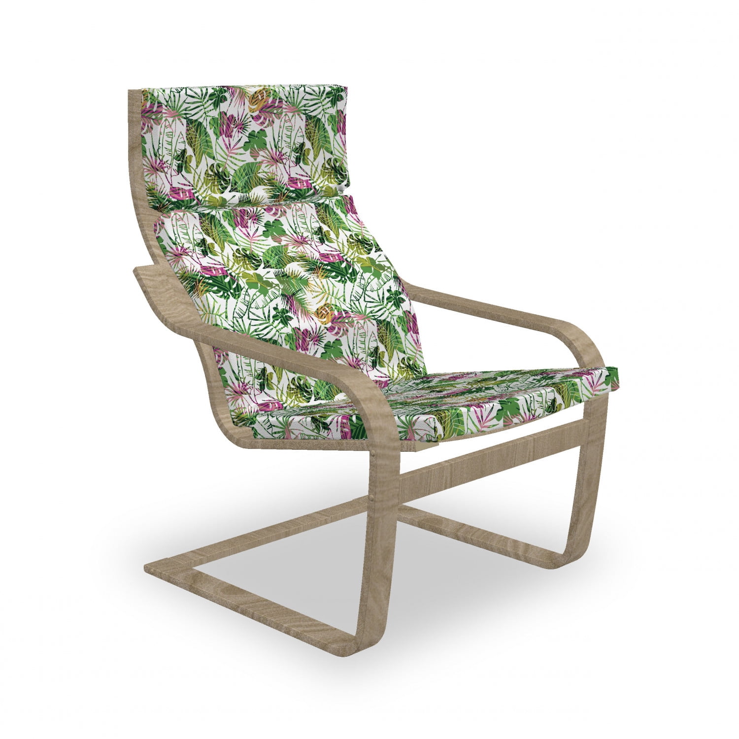Tropical Armchair Pad and Slipcover, Exotic with Plants of Hawaiian ...