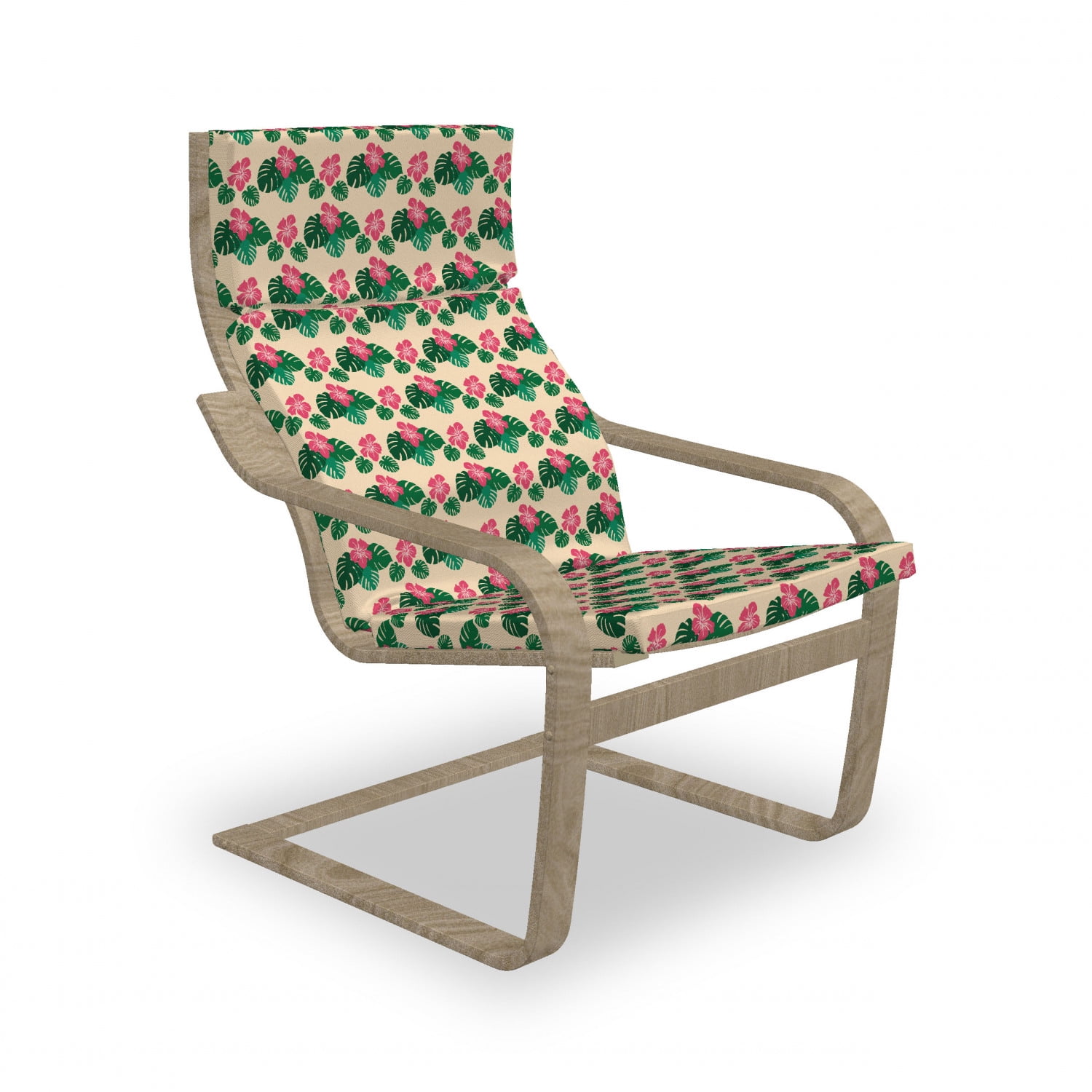 Tropical Armchair Pad and Slipcover, Hibiscus Blossoms of Monstera ...
