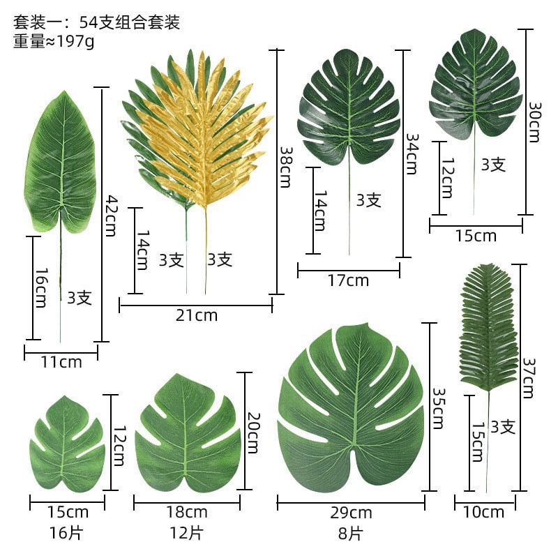 Tropical Artificial Palm Leaf Set for Hawaiian Party Decoration with ...