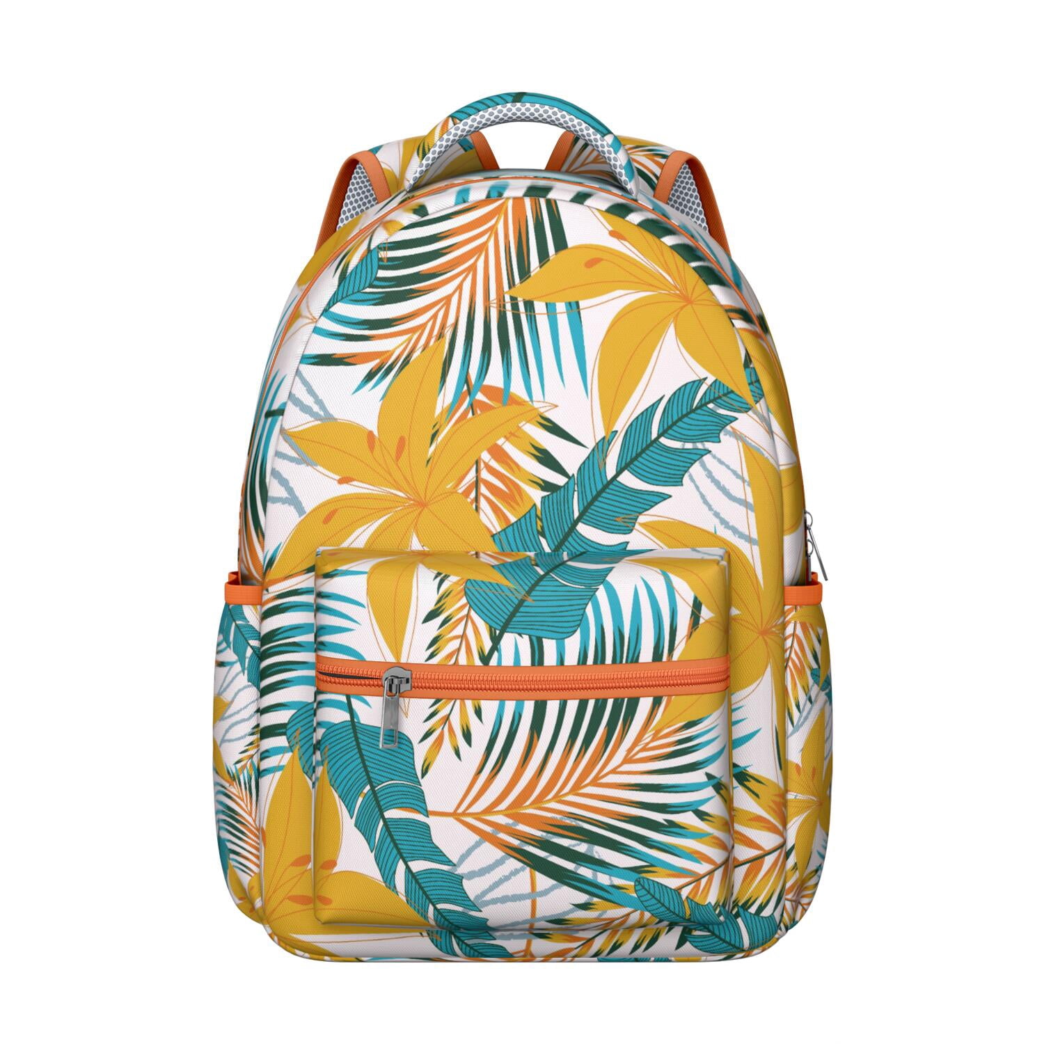 Tropical Backpack for School Hawaiian Print, Jungle Leaves, Exotic ...