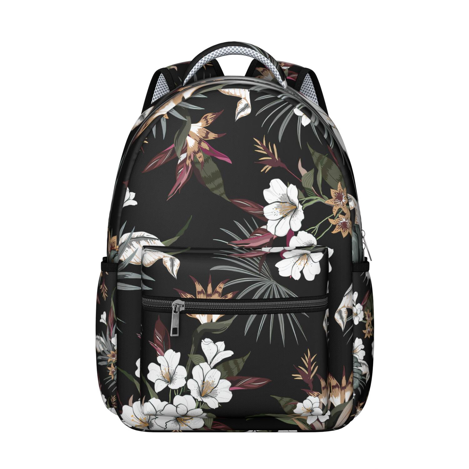 Tropical Backpack for School Hawaiian Print, Jungle Leaves, Exotic ...