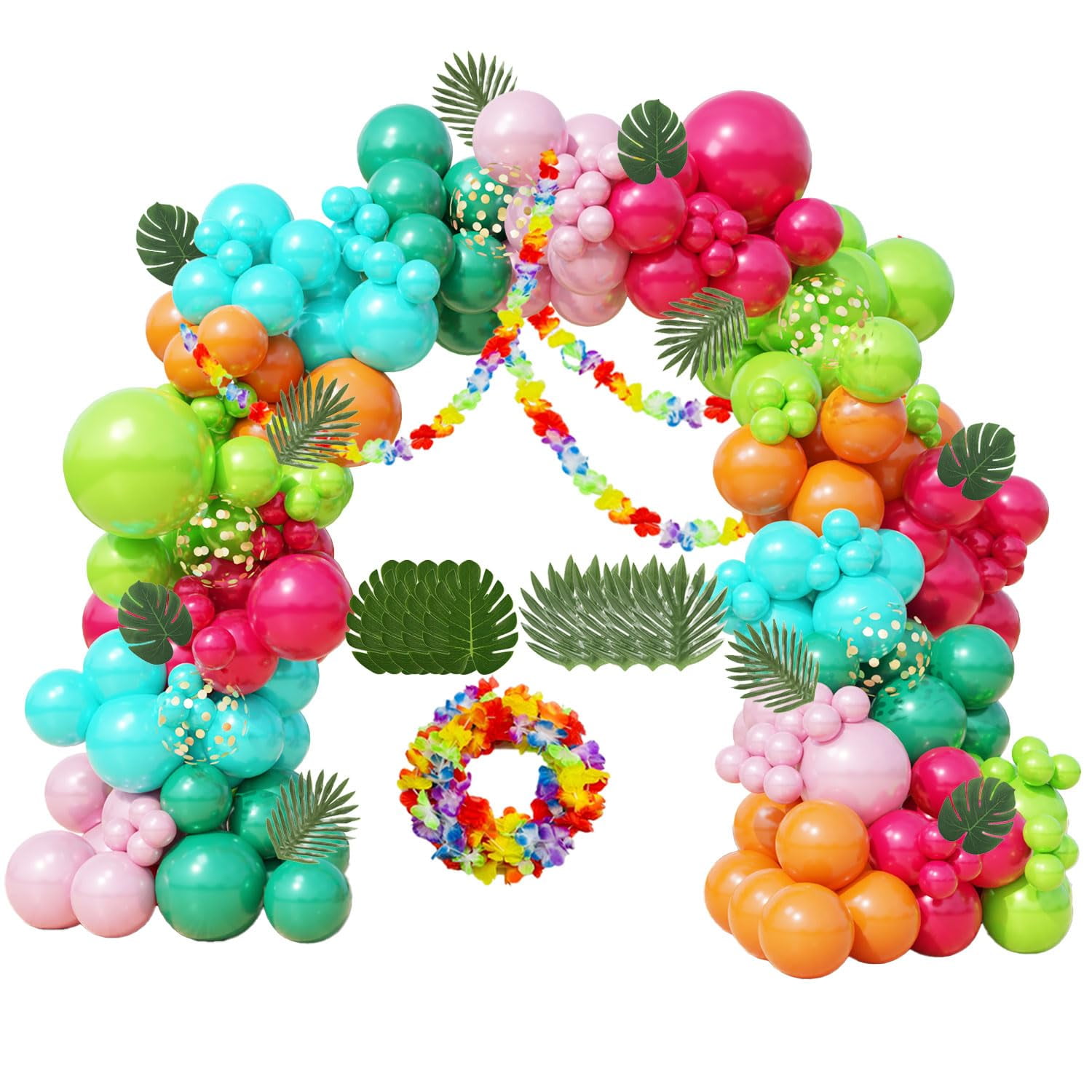 Tropical Balloon Arch Kit SSF20 161pcs Hawaiian Theme Confetti Balloon ...