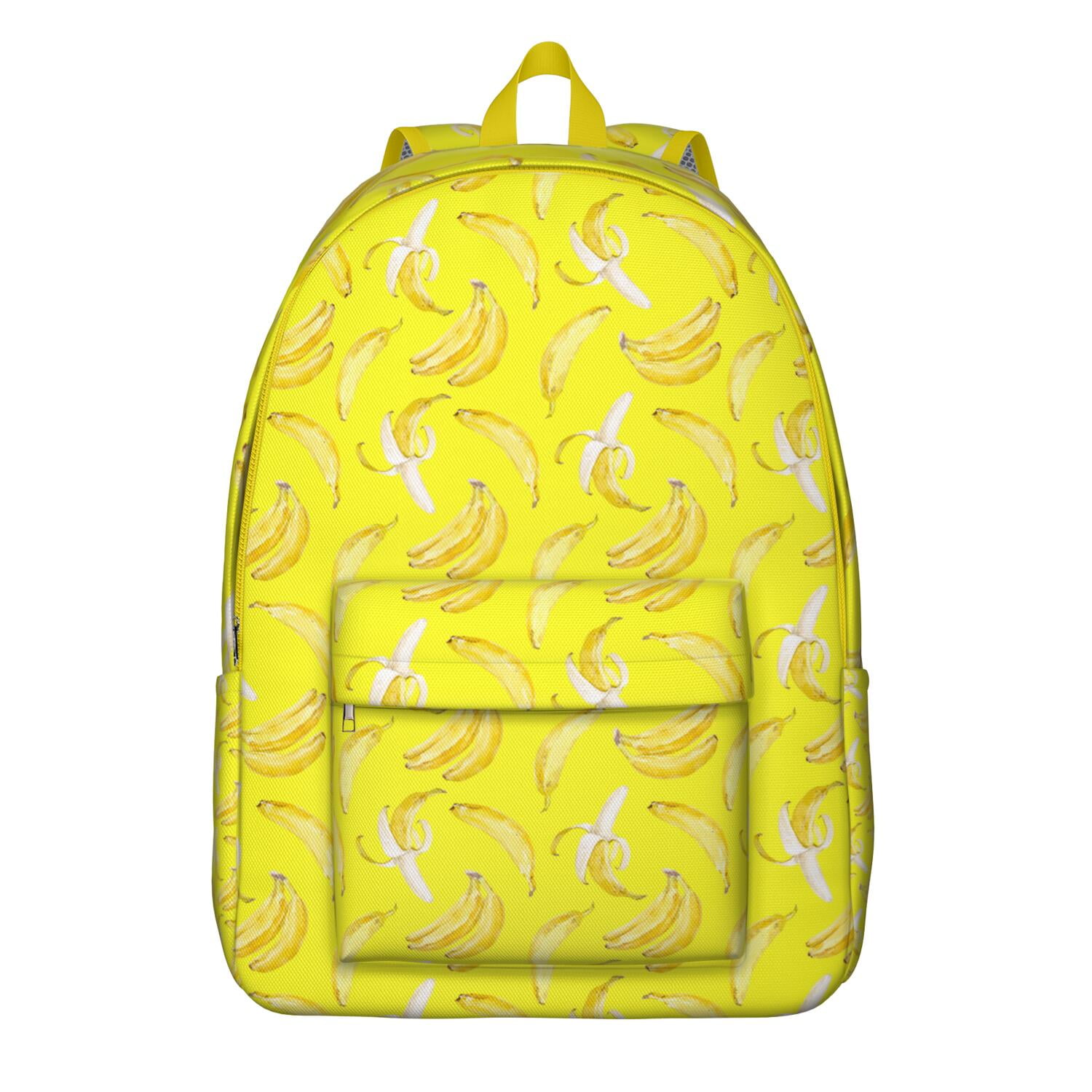 Tropical Banana Backpack, Cute Yellow Fruit Pattern with Kawaii ...