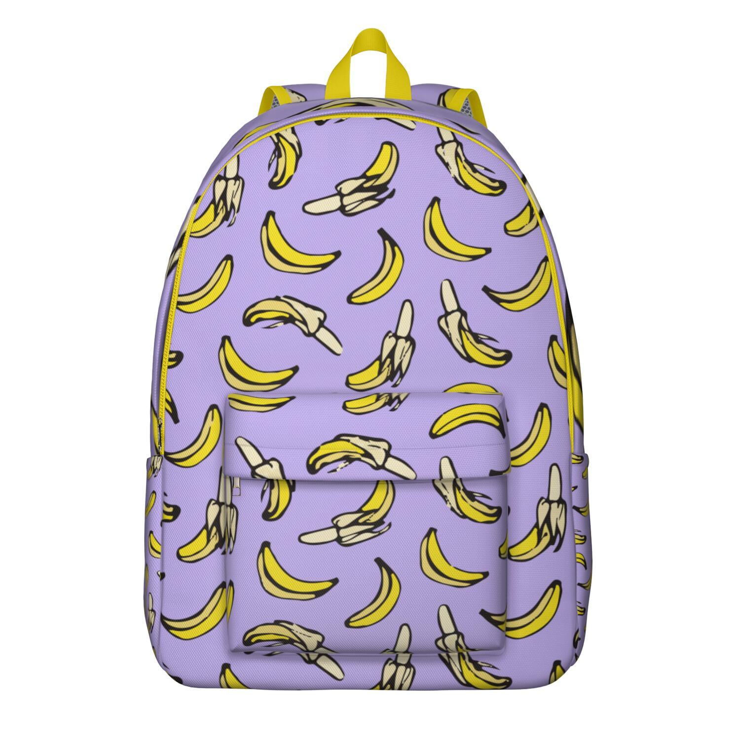 Tropical Banana Backpack, Cute Yellow Fruit Pattern with Kawaii ...