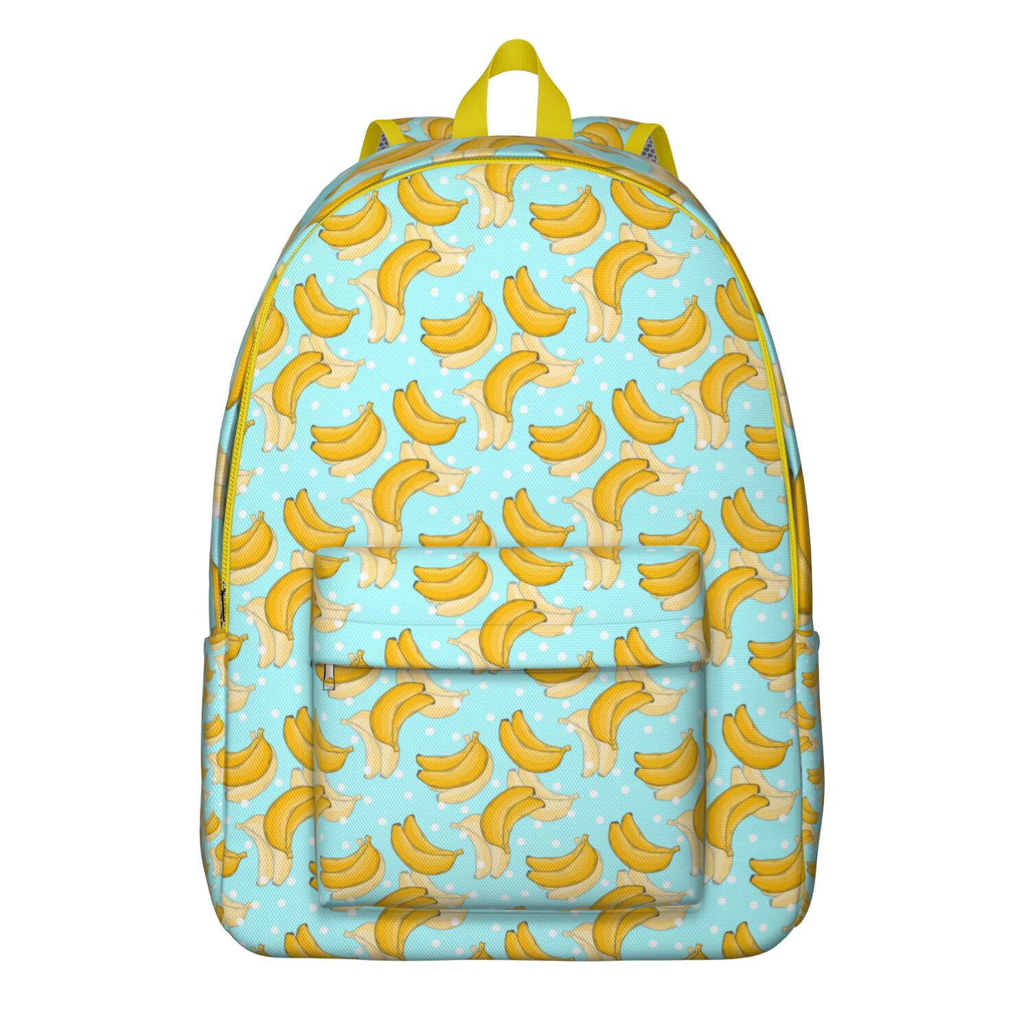 Tropical Banana Backpack, Cute Yellow Fruit Pattern with Kawaii ...