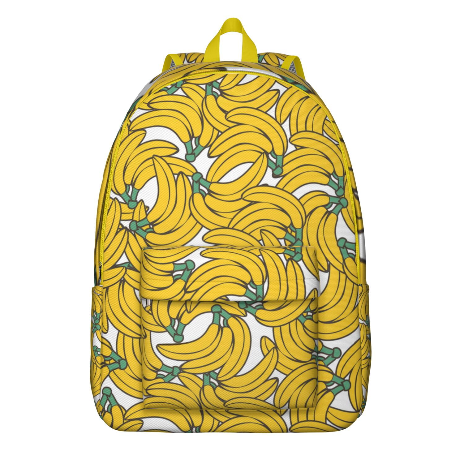 Tropical Banana Backpack, Cute Yellow Fruit Pattern with Kawaii ...