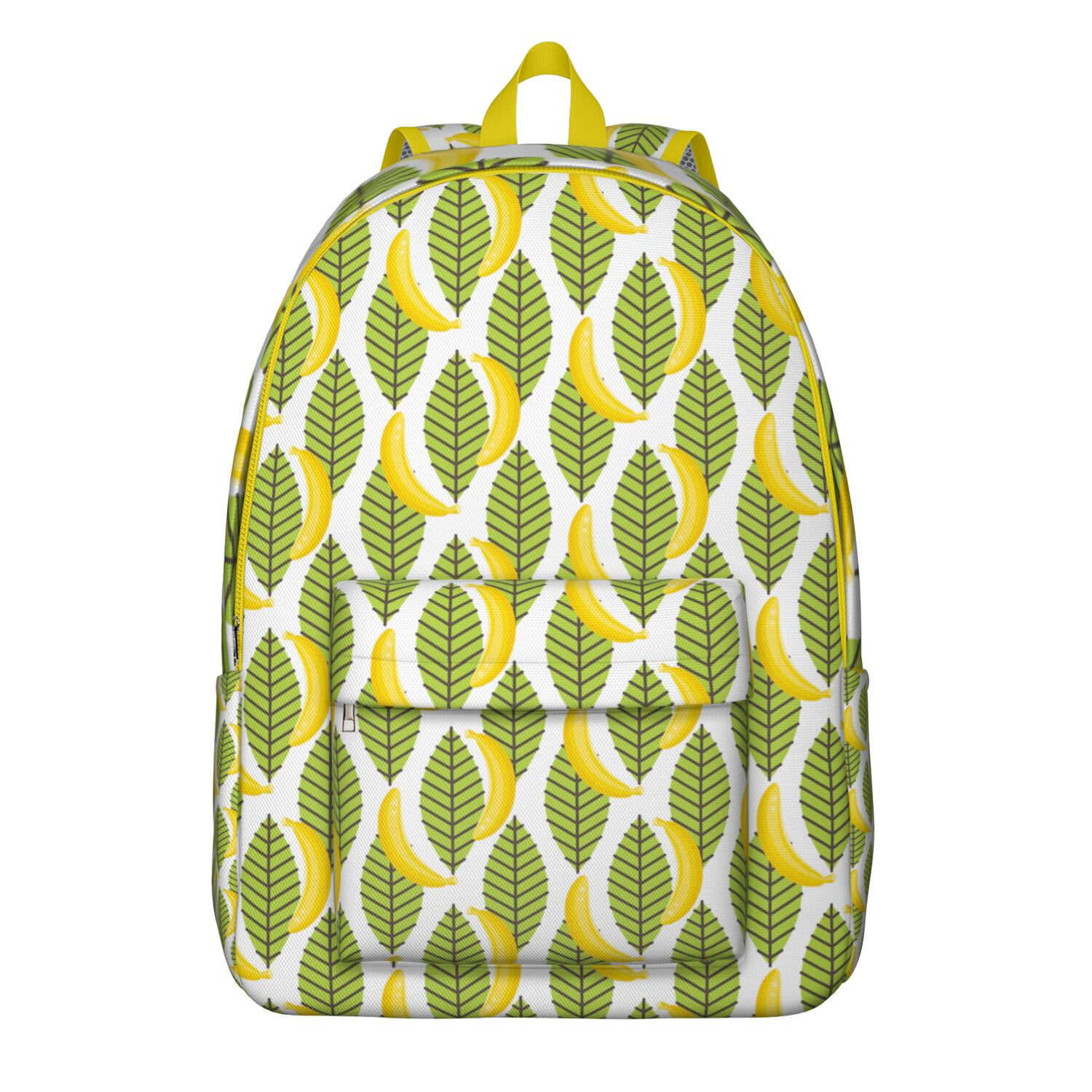 Tropical Banana Backpack, Cute Yellow Fruit Pattern with Kawaii ...