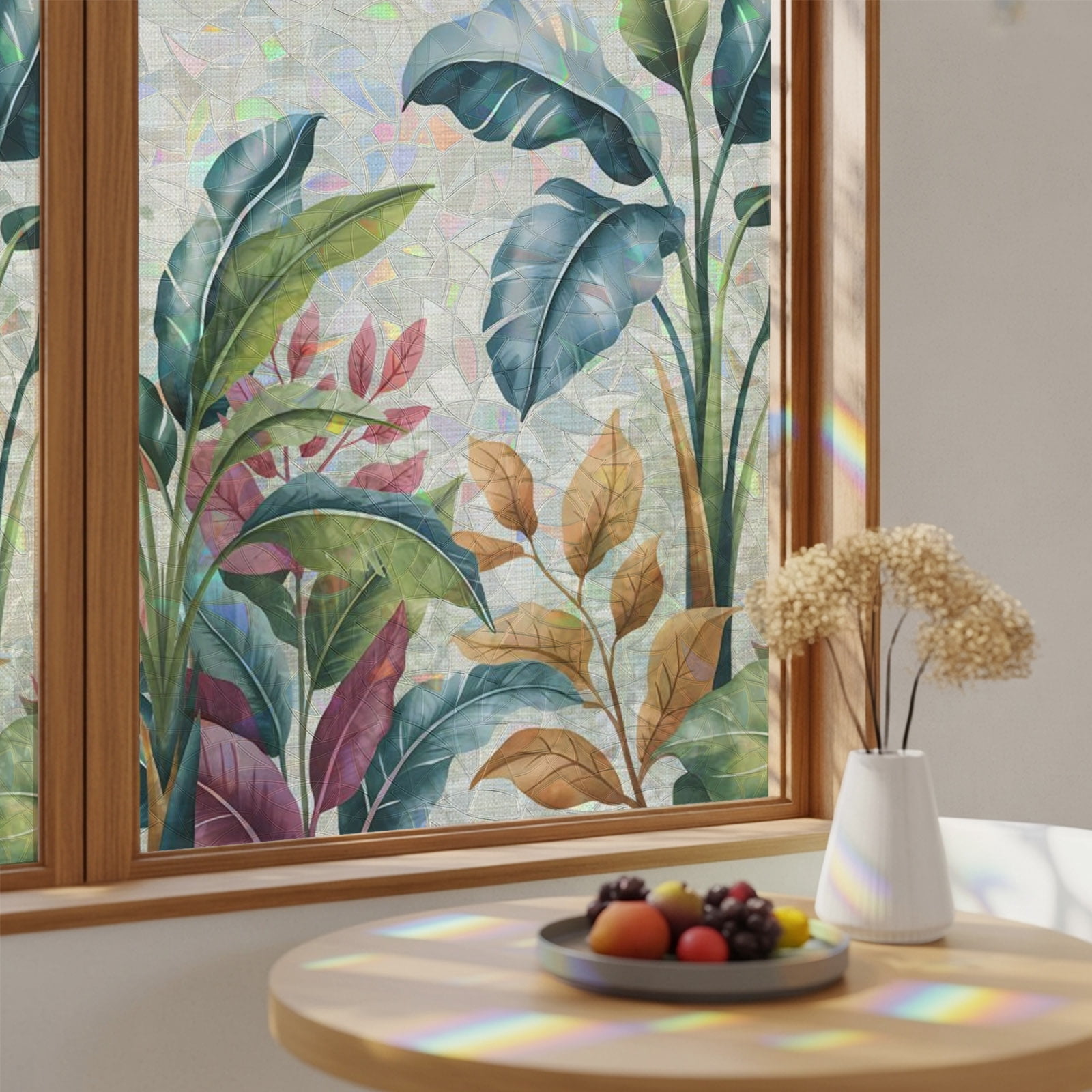 Tropical Banana Palm Leaves Window Privacy Film,Heat Control Sun ...