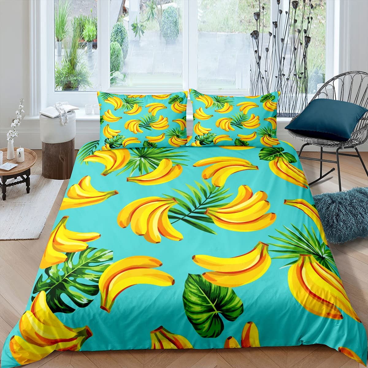 Tropical Bananas Duvet Cover Set Cute Banana Pop Art r Bedding Set for ...