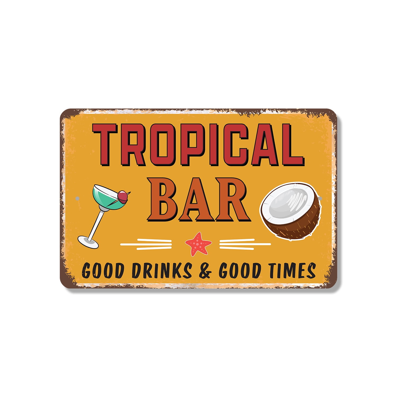 Tropical Bar 11 Inch x 17 Inch Novelty Plastic Sign Rum Lime Sunshine ...