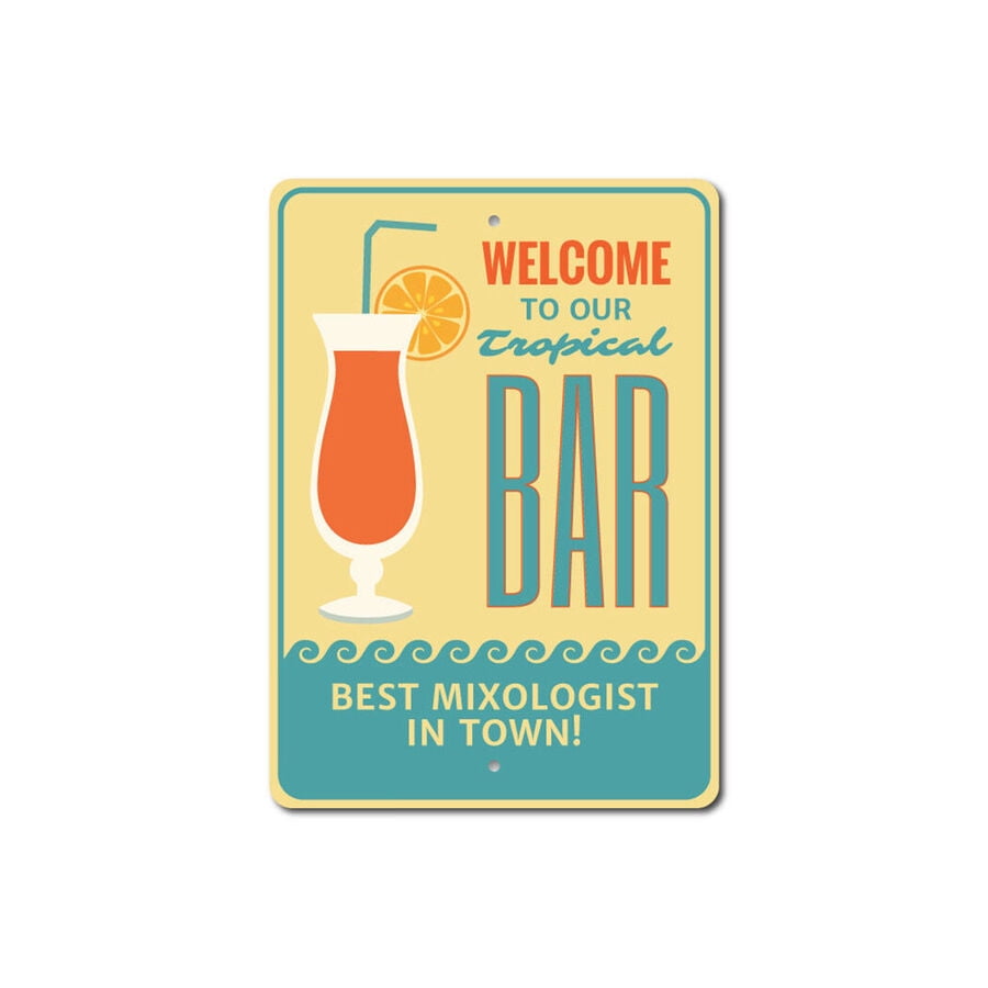 Tropical Bar Decor Welcome Bar Sign Tropical Bar Sign Size: 8 x 12 Inch ...