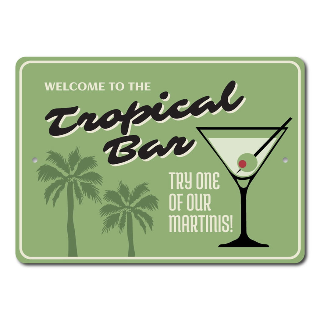 Tropical Bar Sign, Martini Glass Decor, Palm Tree Sign, Palm Tree Decor ...