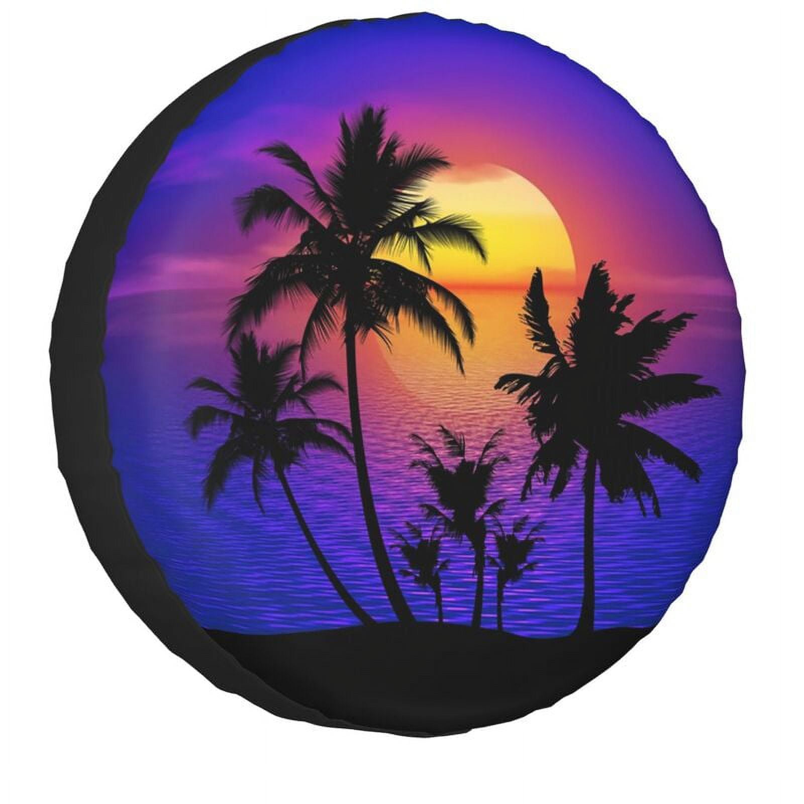Tropical Beach At Sunset With Island Spare Wheel Cover 4x4 RV Tire ...