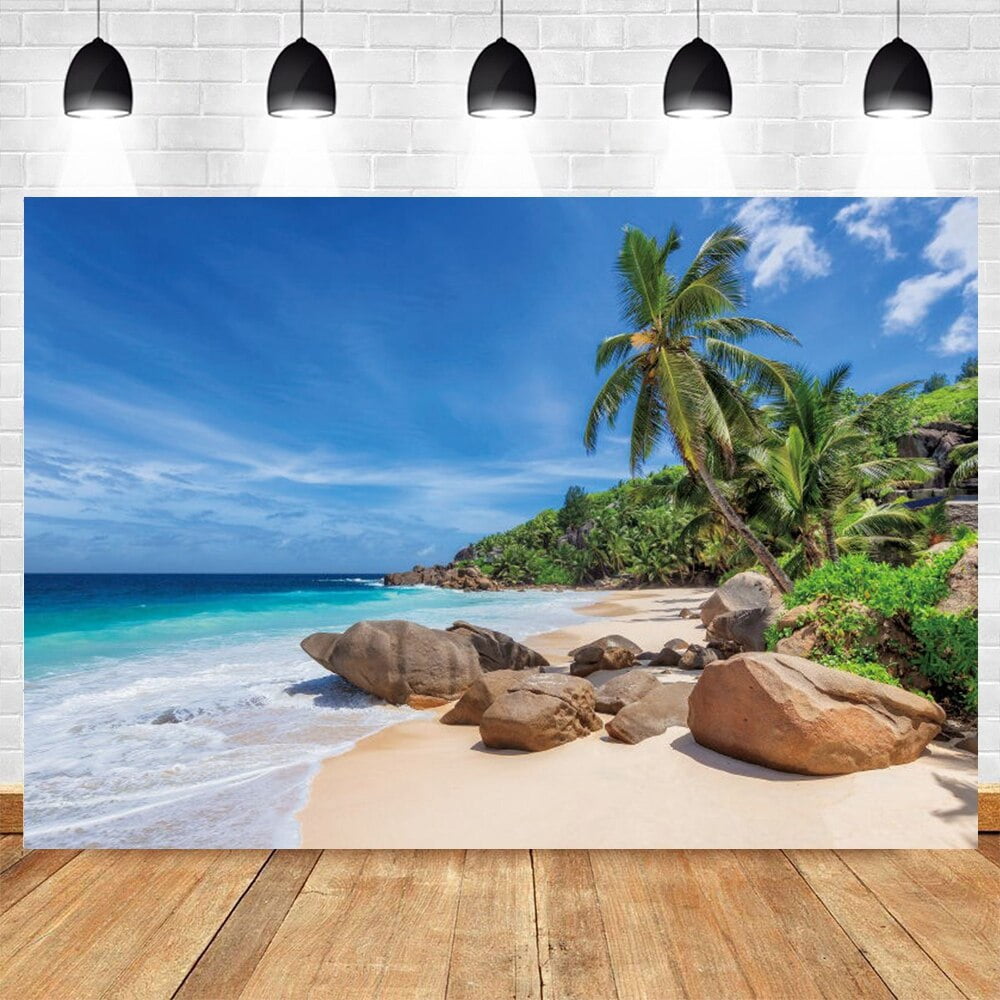 Tropical Beach Backdrop Ocean Hawaiian Luau Party Summer Sea Wedding ...