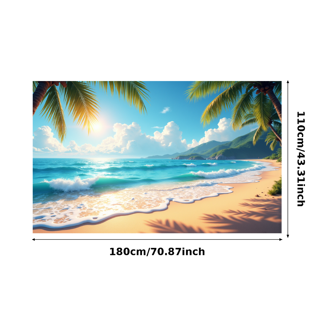 Tropical Beach Backdrop Palm Tree Ocean View Scenic Background for Vacation Party Summer Events ...