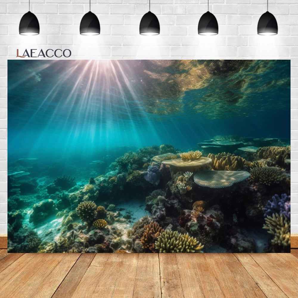 Tropical Beach Backdrop Summer Seaside Sand Beach Palm Trees Ocean ...