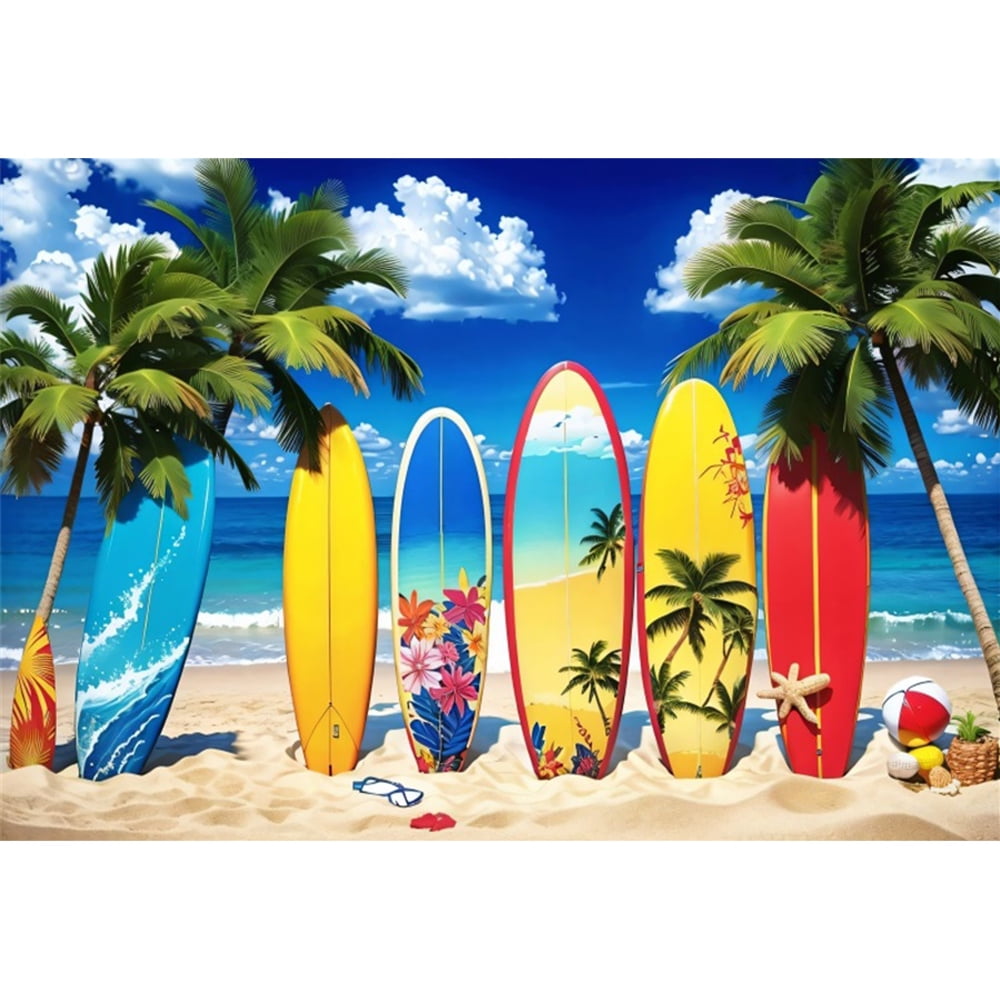 Tropical Beach Backdrop Vintage Car in Beach with Surfboard Summer ...