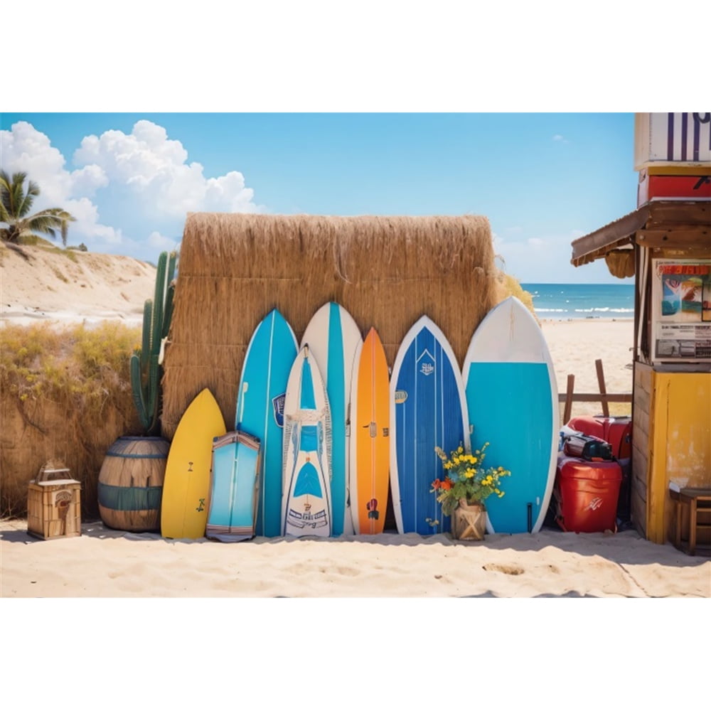Tropical Beach Backdrop Vintage Car in Beach with Surfboard Summer ...