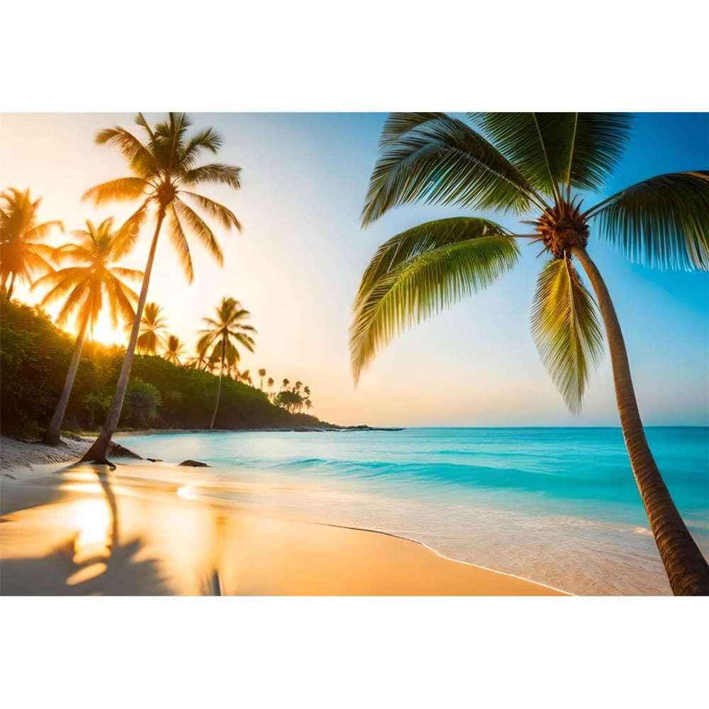 Tropical Beach Backdrop Vintage Car in Beach with Surfboard Summer ...