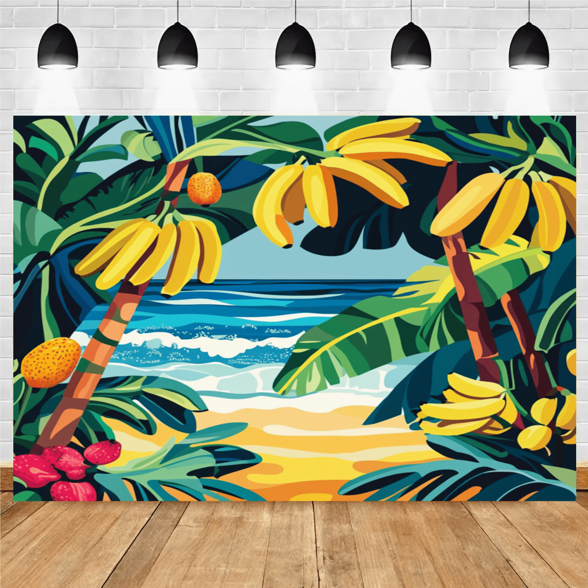 Tropical Beach Banana Print Natural Scenic Backdrops Summer Landscape ...