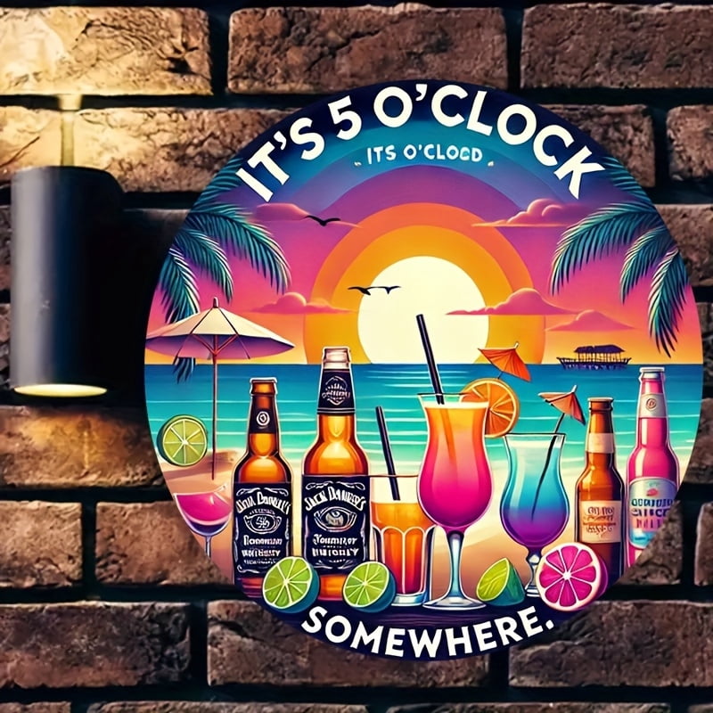 Tropical Beach Bar Decor with Cocktails, Beer & Palm Trees | Vibrant ...