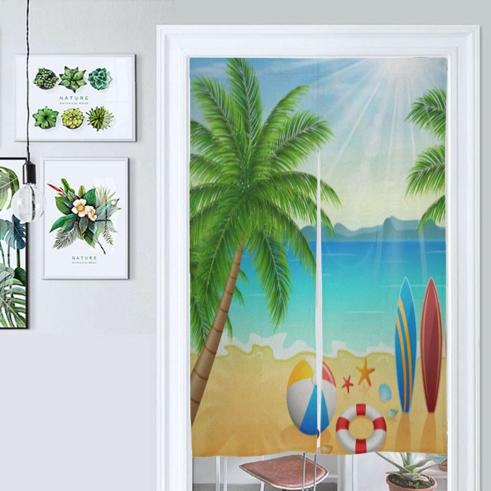 Tropical Beach Bright Sun Door Curtain Nordic Living Room DoorCurtain ...