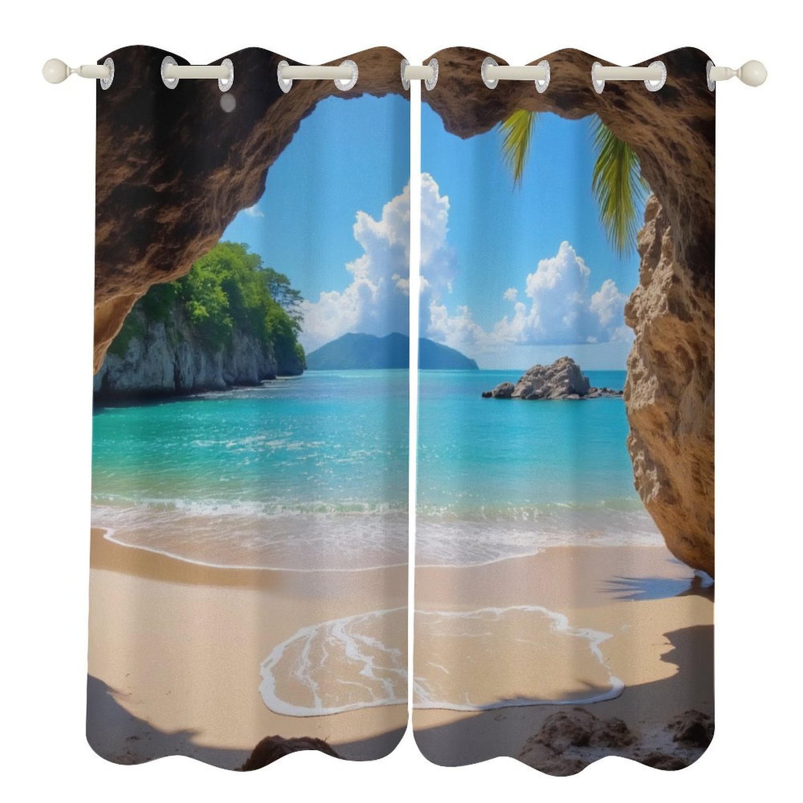 Tropical Beach Cave View Blackout Window Curtains for Bedroom Living ...