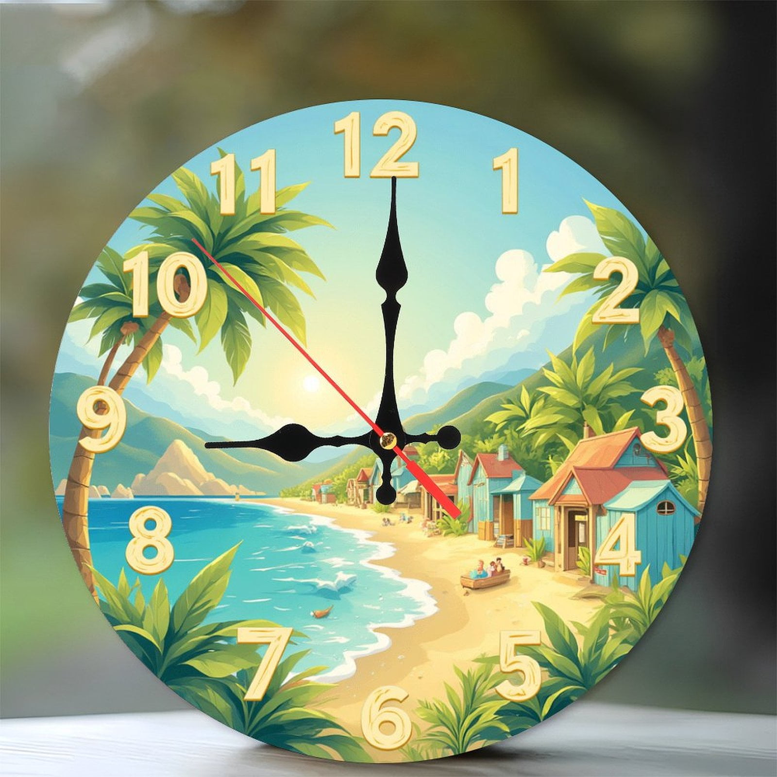 Tropical Beach Cottage Wall Clock Summer Vacation Home Decor 10-Inch ...