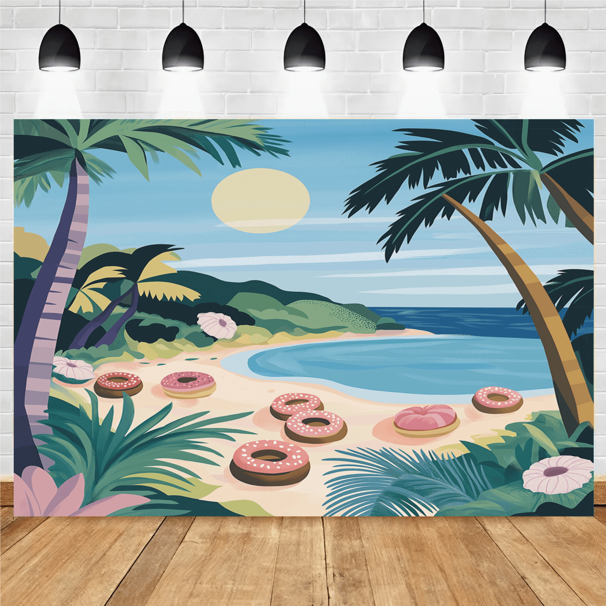 Tropical Beach Donuts Scene Natural Scenic Backdrops Summer Landscape ...