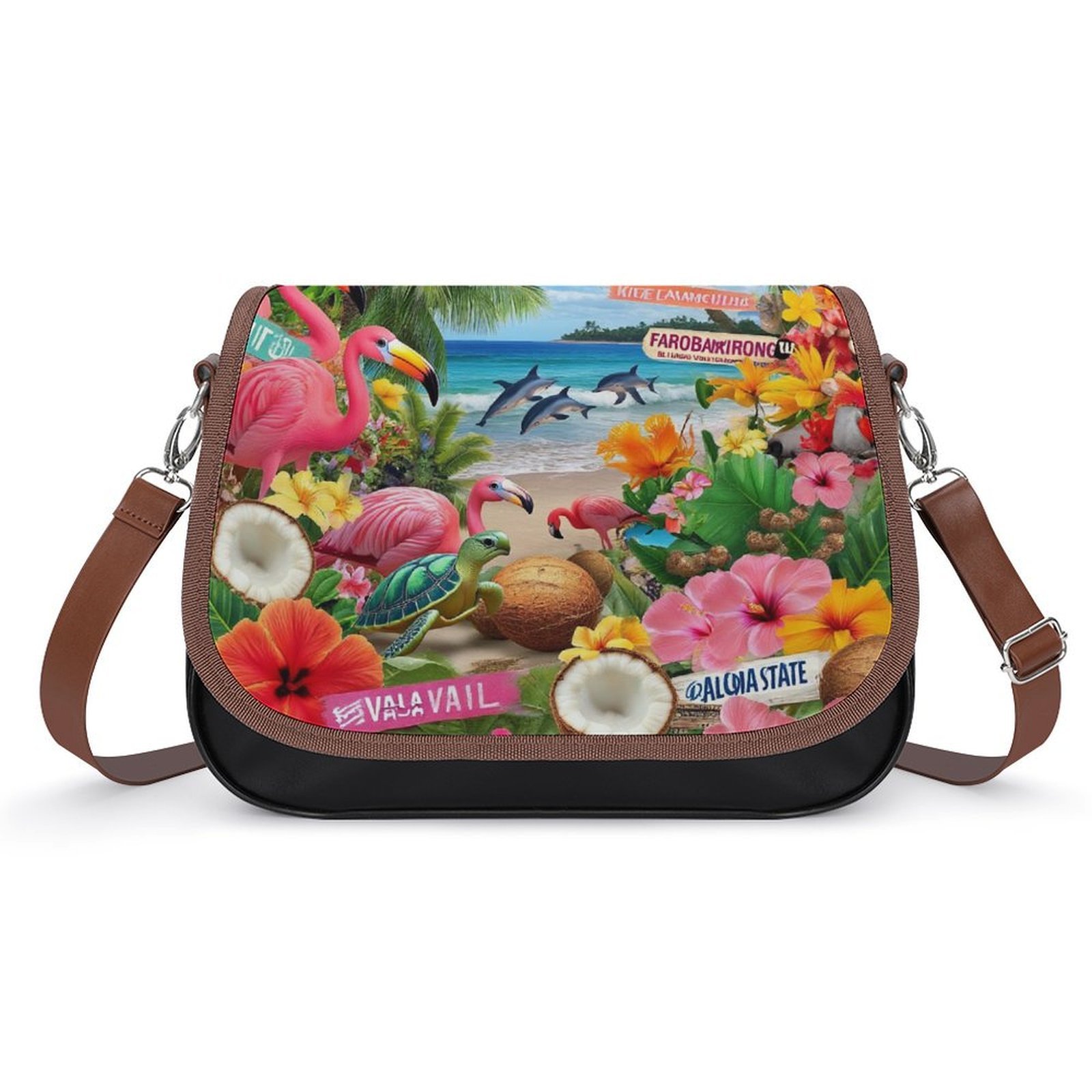 Tropical Beach Flamingo Paradise Vacation Vintage Crossbody Bag For ...