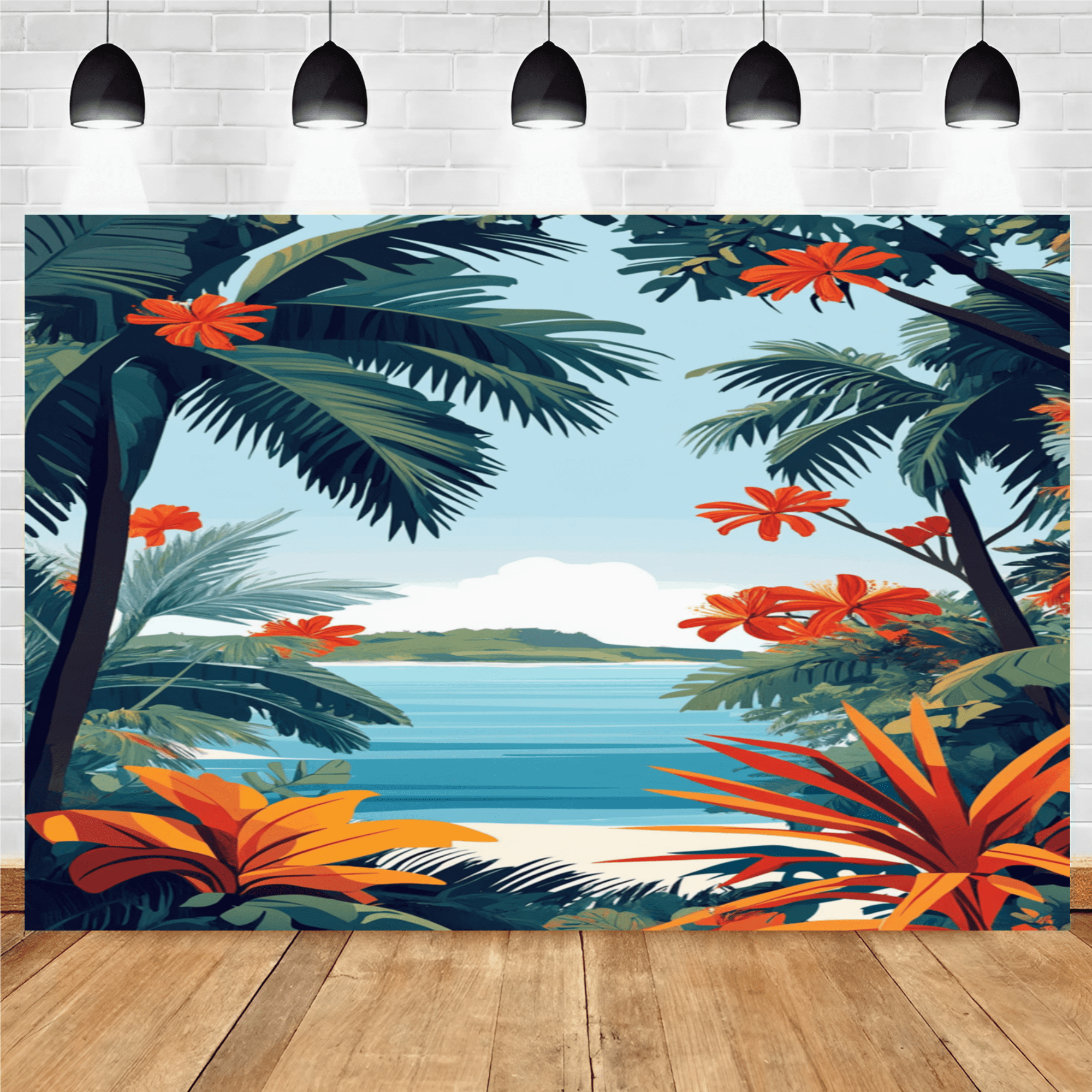 Tropical Beach Floral Print(3) Natural Scenic Backdrops Summer ...