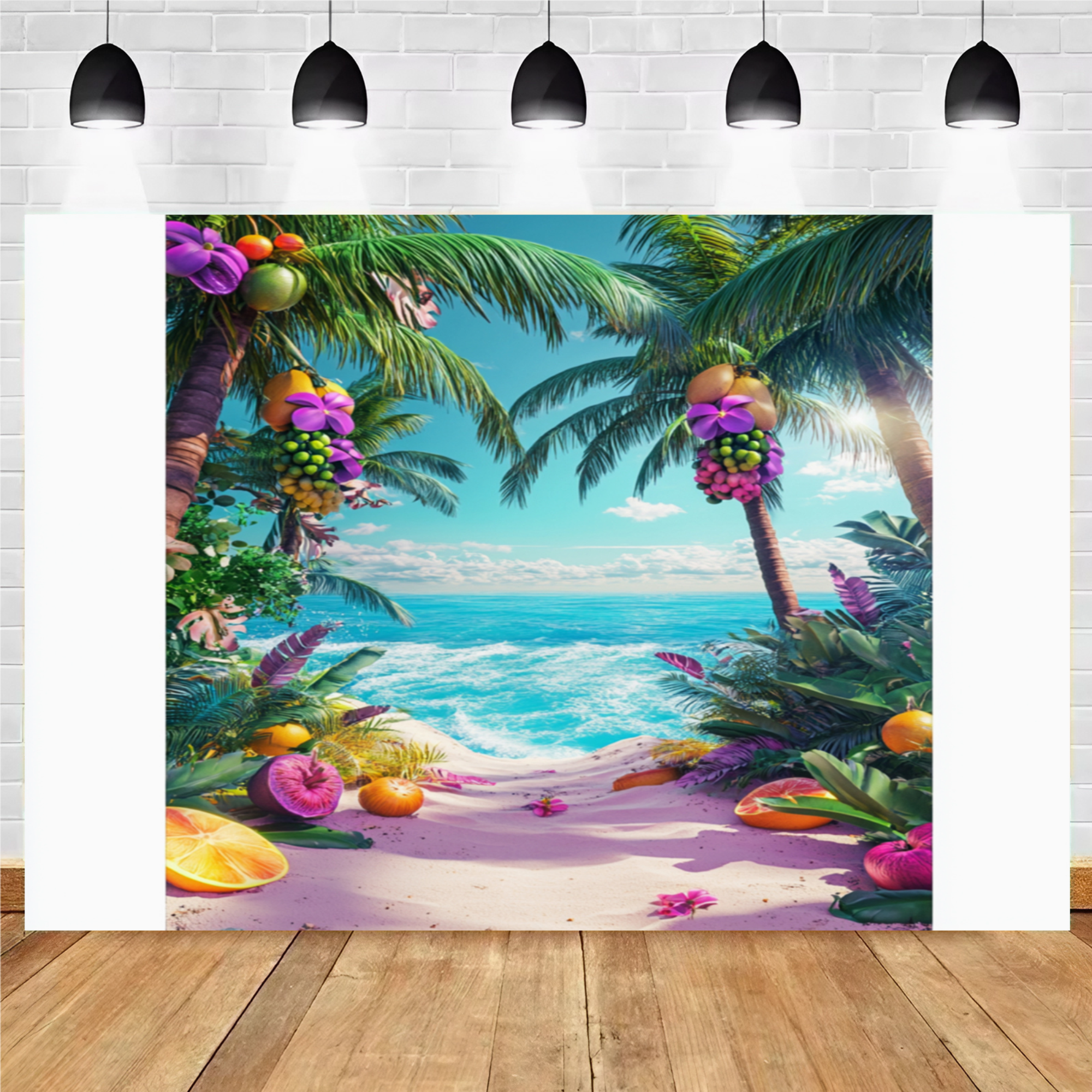 Tropical Beach Fruit Pattern Natural Scenic Backdrops Summer Landscape ...