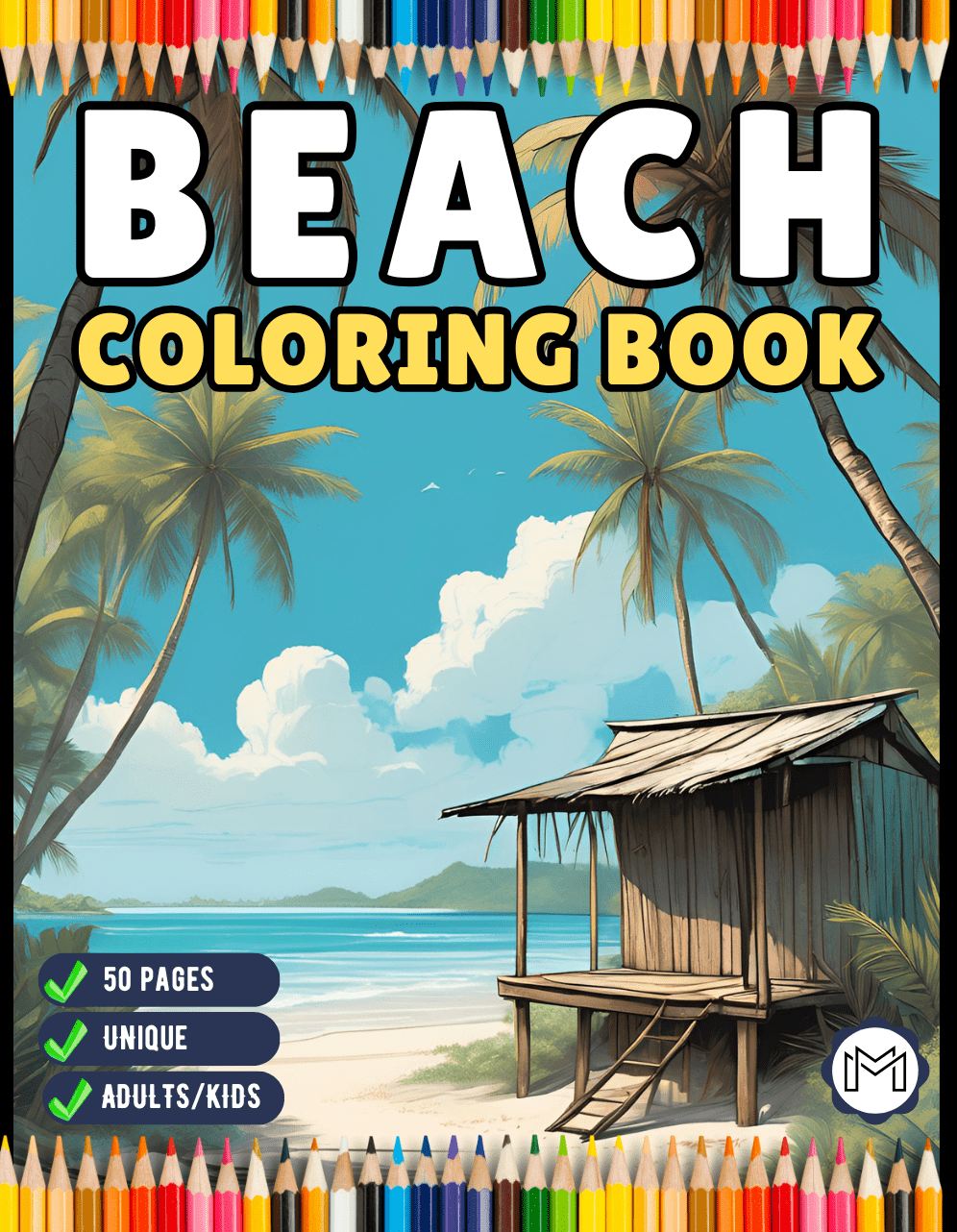 Tropical Beach Homes Coloring Book Birthday Holiday Gift Adults Men ...