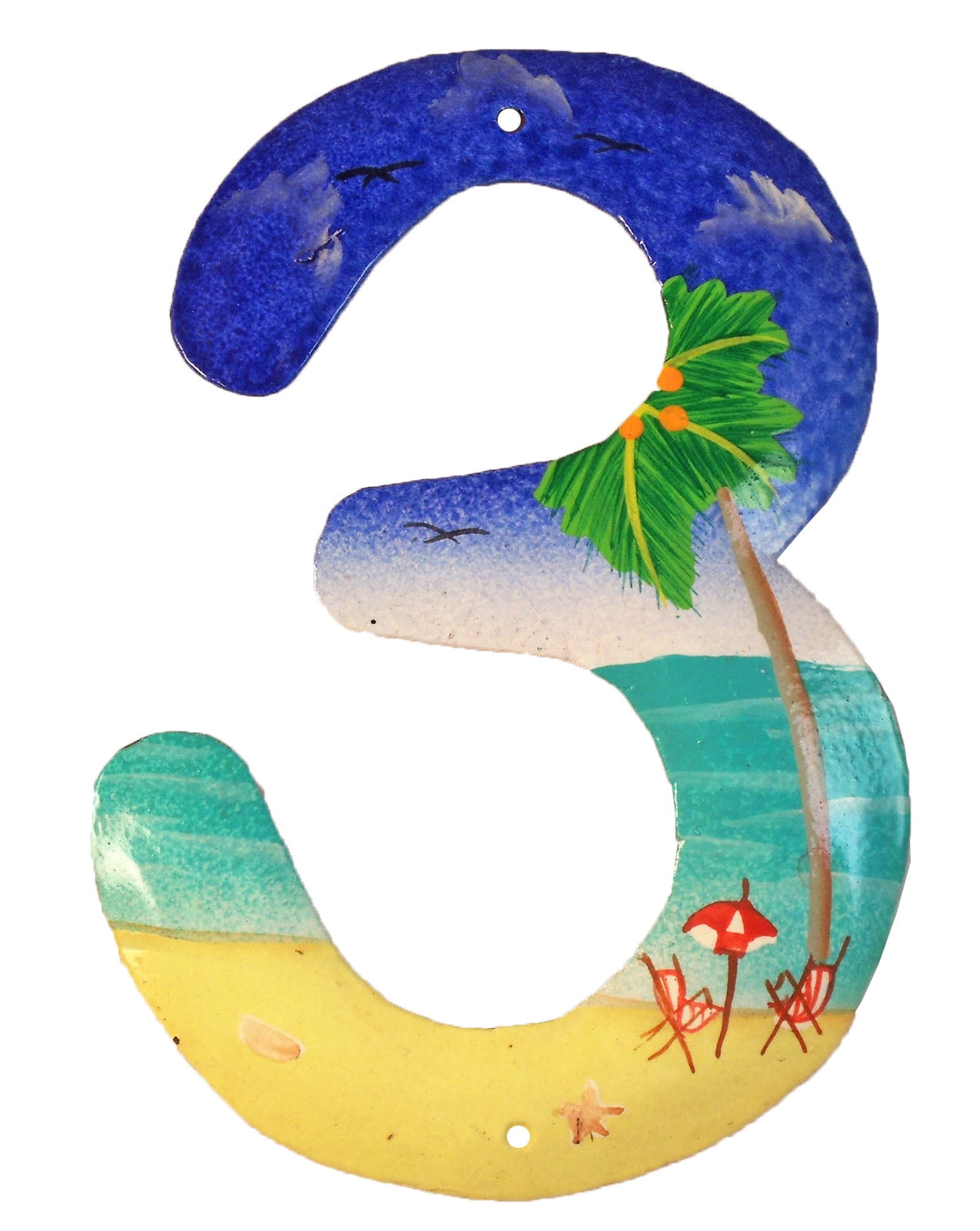Tropical Beach House Numbers Haitian Metal Art Number 3 - Walmart.com